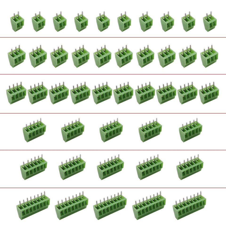 Mini PCB Mount Screw Terminal Block 45 Pack 2.54mm Pitch Connector 150V ...