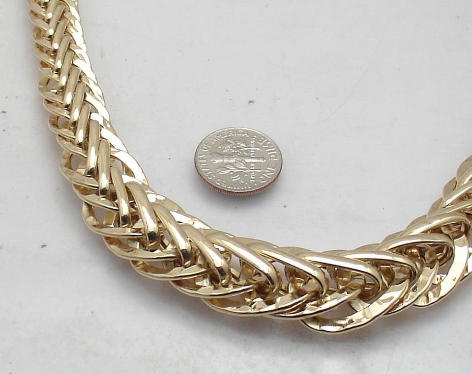 Graduated Hammered Multi Oval Sedusa Link Chain Necklace Real 14K ...