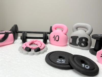 Fondant edible gym cake toppers set. Handmade sport themed cake ...