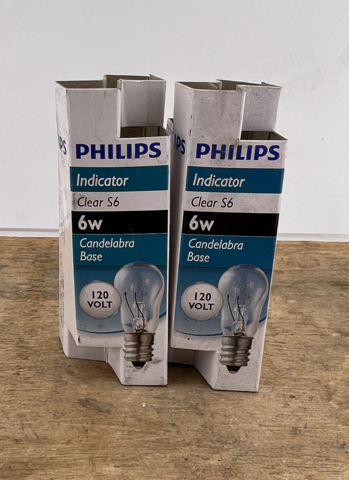 Lot of 2 Philips 6S6 6W Clear 120V Indicator & Sign Incandescent Light ...