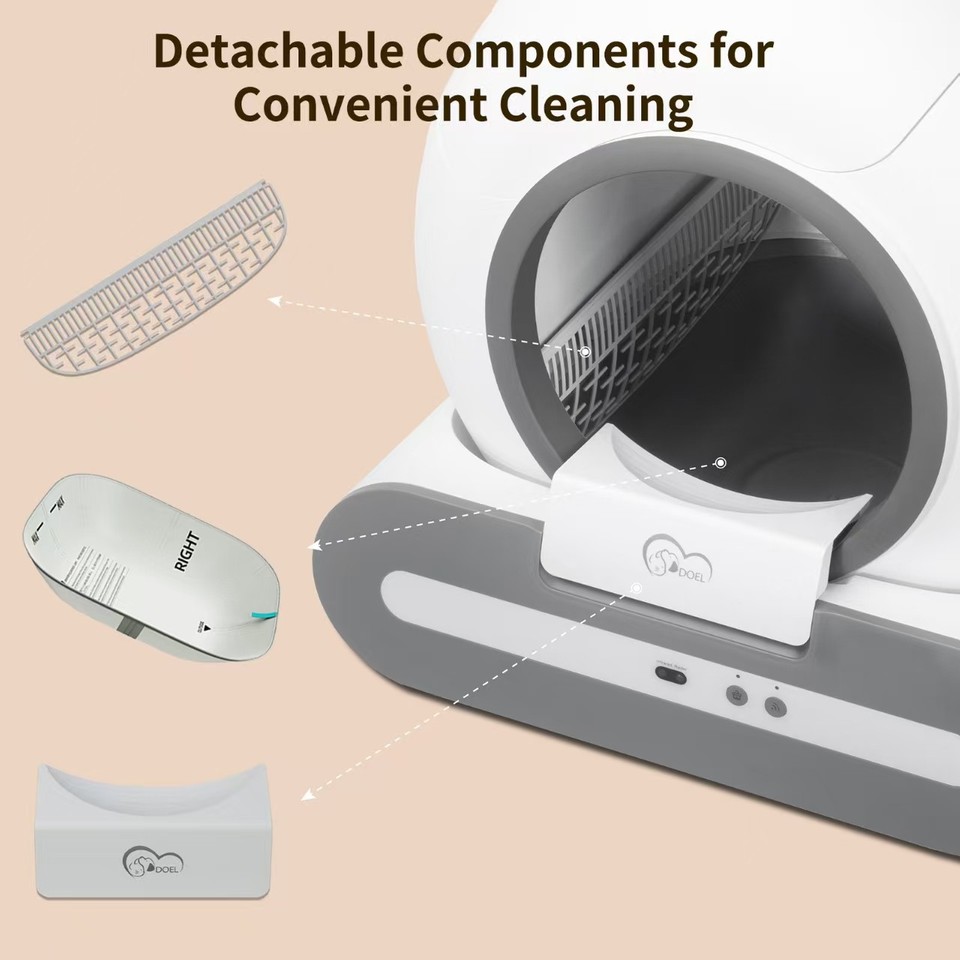 DOEL Self Cleaning Cat Litter Box Automatic 65L APP Control w/ Trash ...