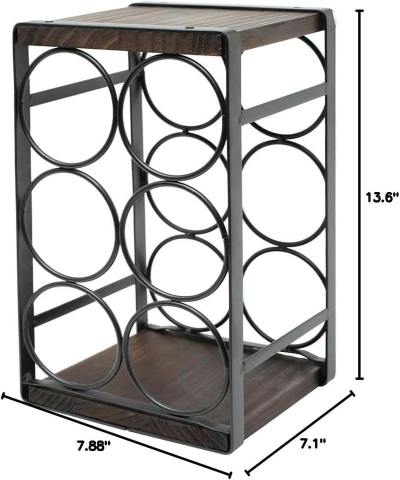 Rustic Wood Countertop Wine Rack 6 Bottles No Need Assembly Brown | eBay