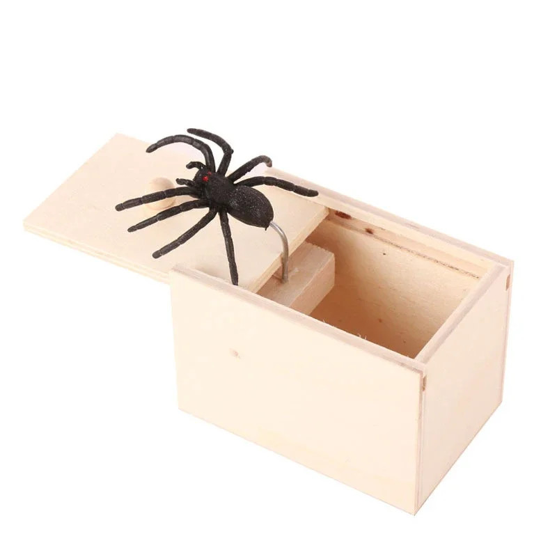 Trick Spider Funny Scare Box Wooden Hidden Box Quality Prank Wooden ...
