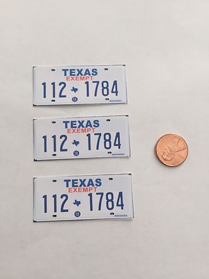 1/5 scale Vinyl Texas Exempt license plate decals for your r/c car or ...