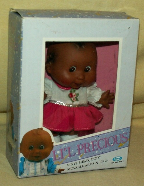 Cititoy Doll Lil Precious Baby 1989 Black Girl Pink White Dress Brown ...