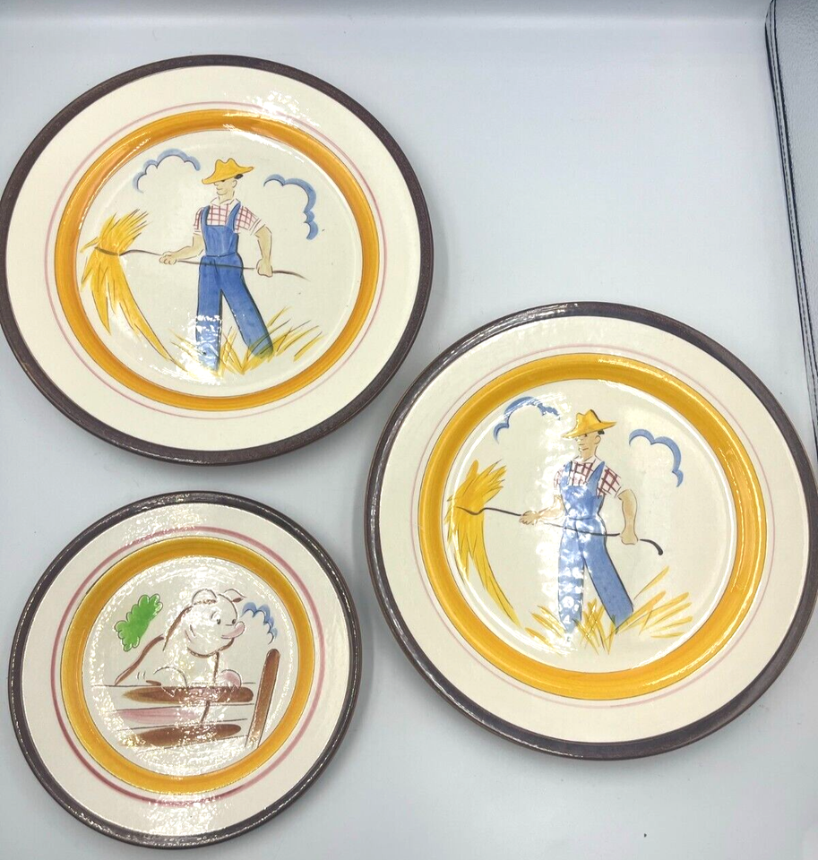 Country Life Farmer and Pig Plates Stangl Pottery Trenton NJ EUC ...