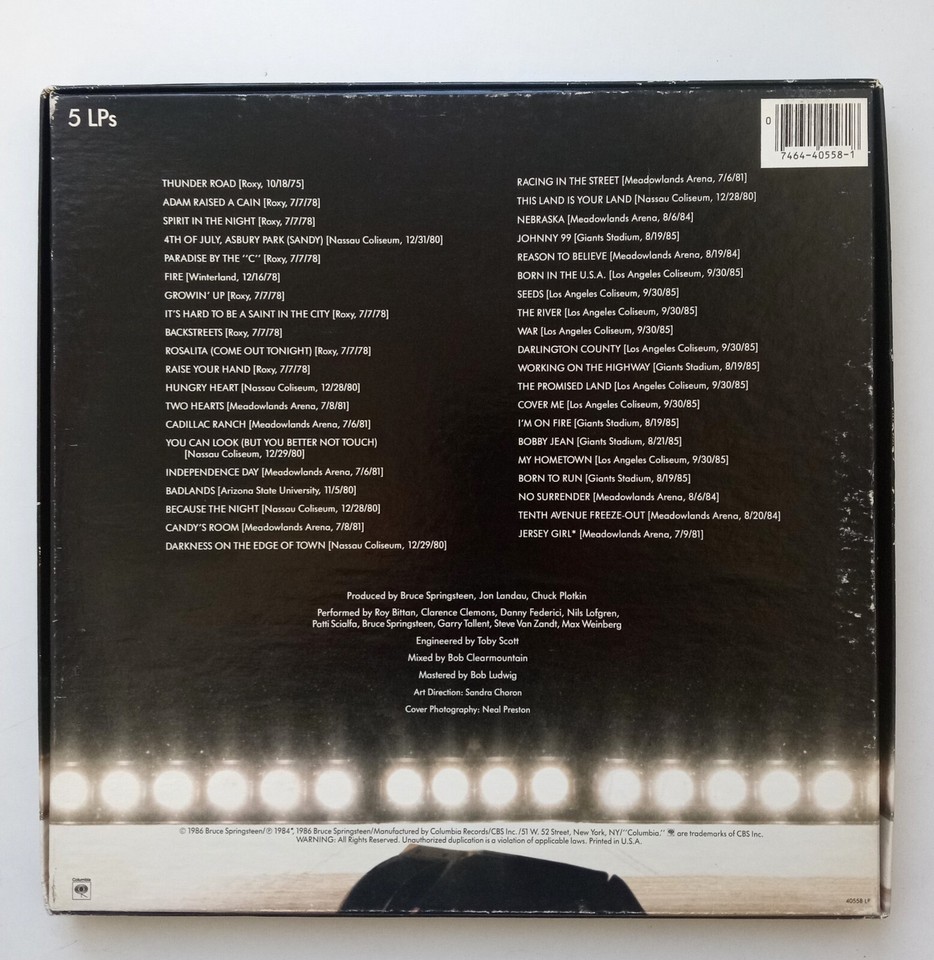 Bruce Springsteen Live 1975-85 - 5 LP Boxed Set - Excellent Condition ...