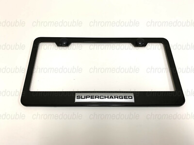 1pc 3D "LR SUPERCHARGED" BLACK Stainless Steel License Plate Frame w ...