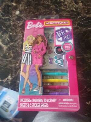 Barbie Activity Fun Kit Includes 4 Markers 20 Activity Sheets & 3 ...