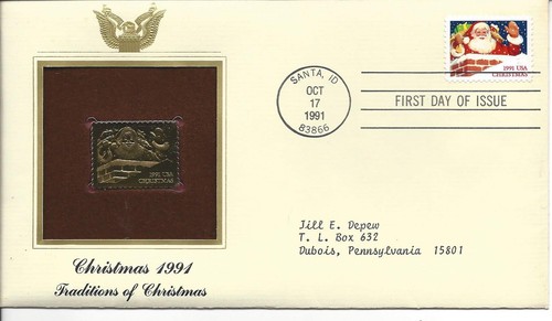 22KT Gold Replica United States Stamp Christmas 1991 Traditions of ...