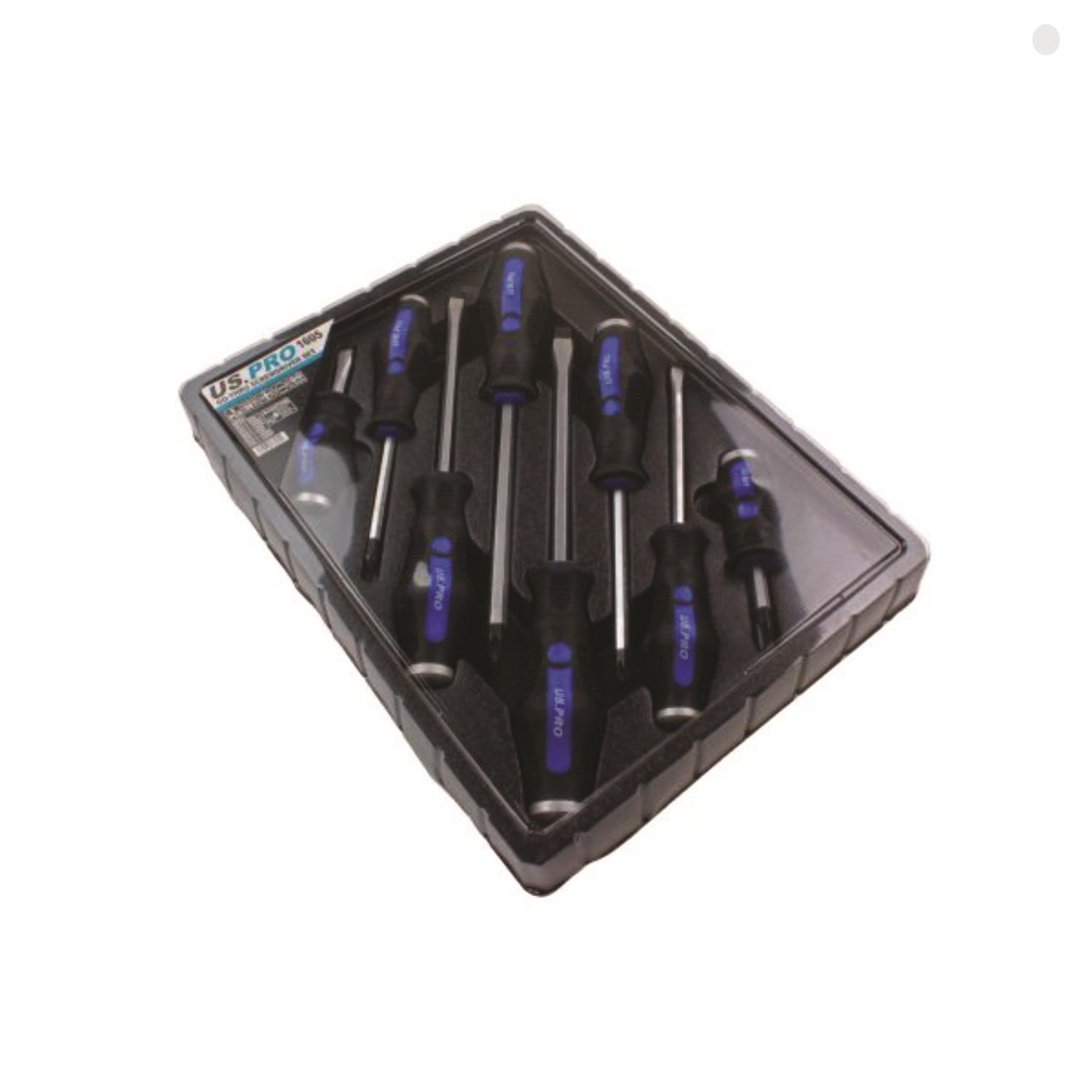 US PRO 8pc Go-Through Screwdriver Set Phillips & Slotted 1605 ...