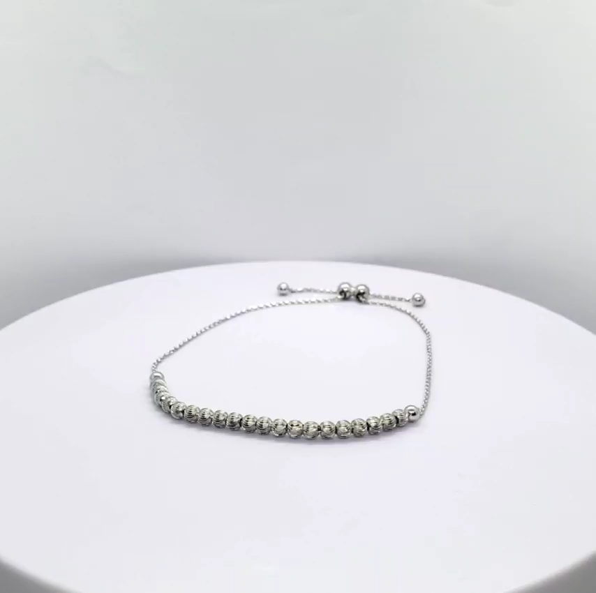 Sterling Silver 3 mm Diamond Cut Bead Ball Lariat Bracelet | eBay Australia