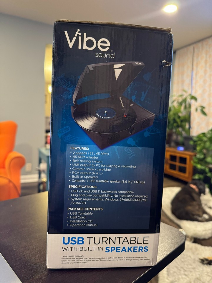 VIBE Sound VS-2002-SPK USB Turntable Built-in Speakers (Open Box) NEW ...