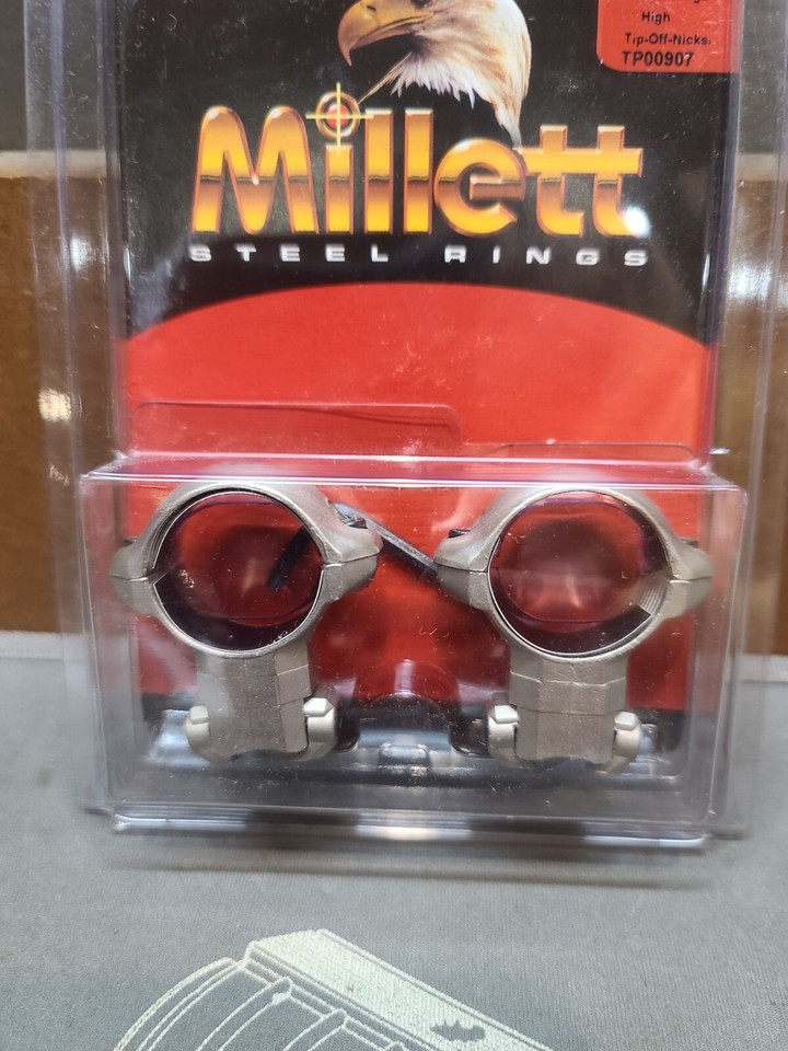 MILLETT 1" Rimfire Angle-Loc Scope Rings Windage Adj. Steel High Nickel ...