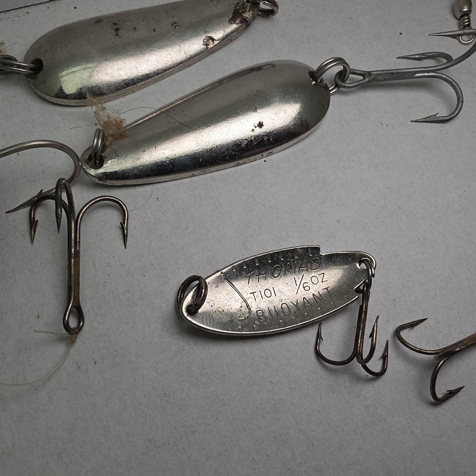 Vintage Fishing Lure Lot Estate Find - Miller Spoons, Helin Flatfish ...