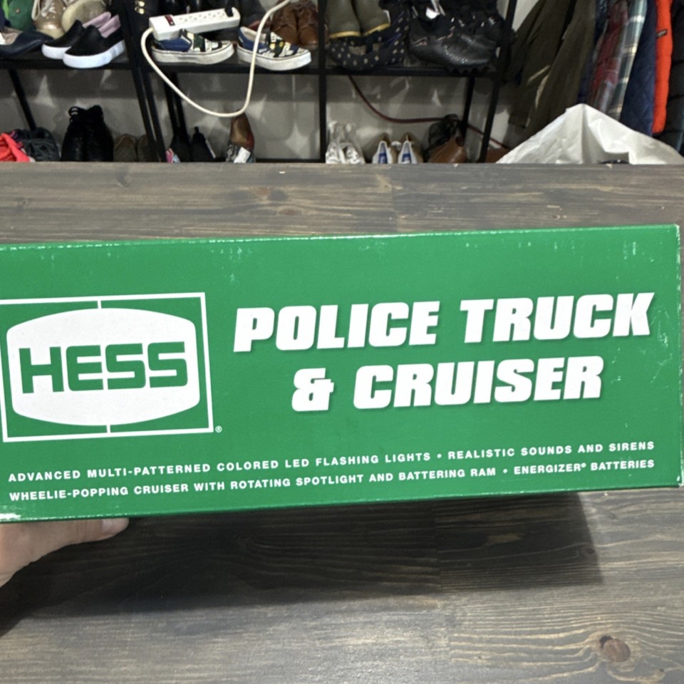 Hess Police Truck & Cruiser Toy Green White LED Lights Realistic Sounds ...