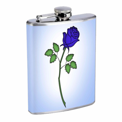 Blue Rose Em1 Flask 8oz Stainless Steel Hip Drinking Whiskey | eBay
