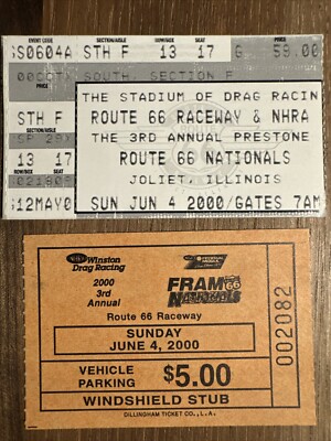 2000 NHRA Drag Racing Ticket and Parking Pass, Route 66 Nationals | eBay