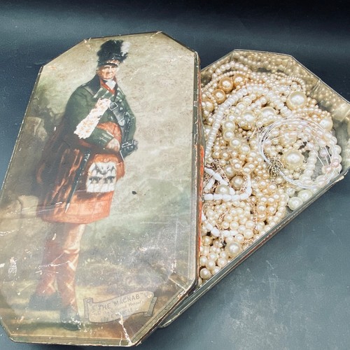 Pearl Necklace Job Lot 705g in Vintage Tin inc Antique String Many ...