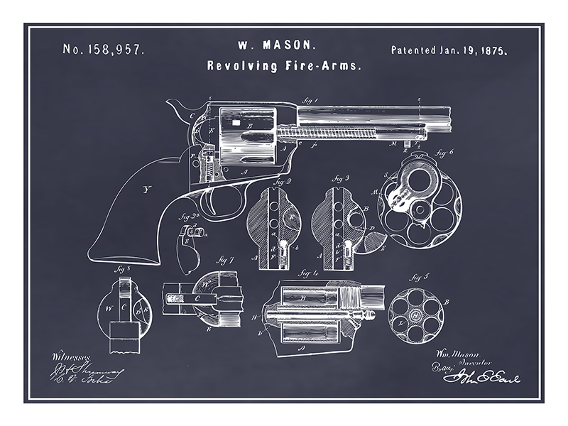1875 Colt Peacemaker Gun Patent Print Art Drawing Poster | eBay