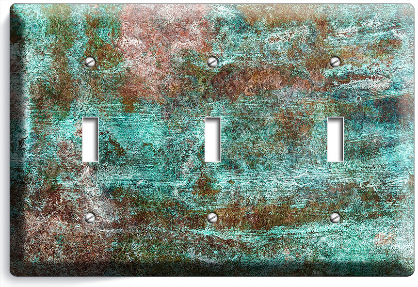 RUSTED BRONZE GREEN PATINA RUSTIC LOOK LIGHT SWITCH OUTLET WALL PLATE ...
