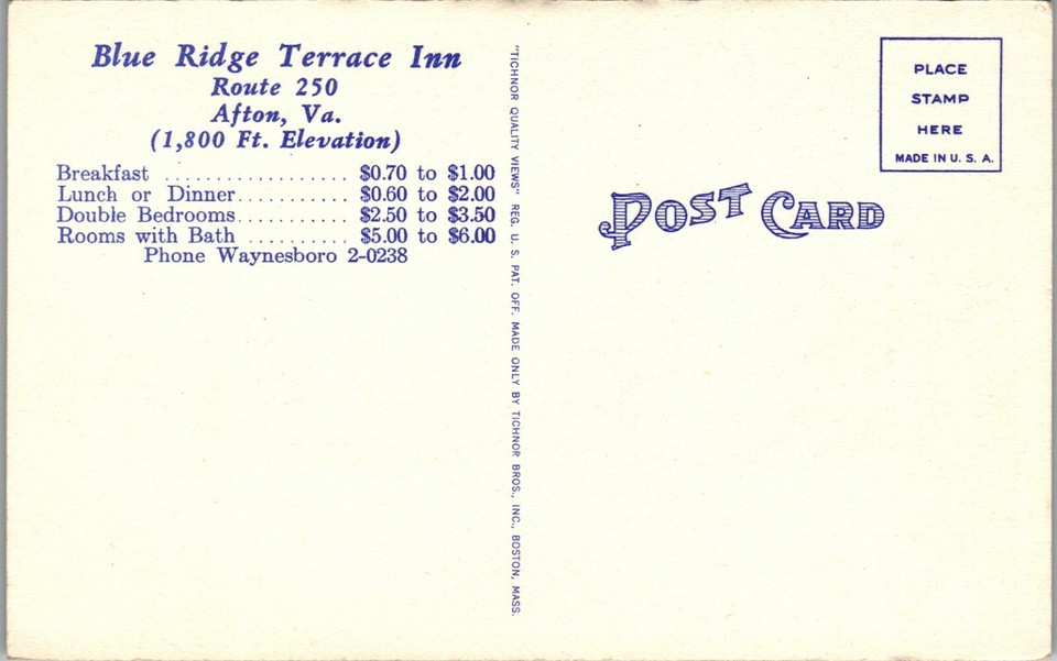 Blue Ridge Terrace Inn Rockfish Valley Skyline Drive Alton Vintage ...