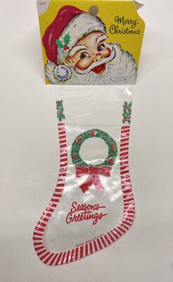 50 Vintage Clear Plastic Christmas Stockings With Headers ~ 8” Stocking ...