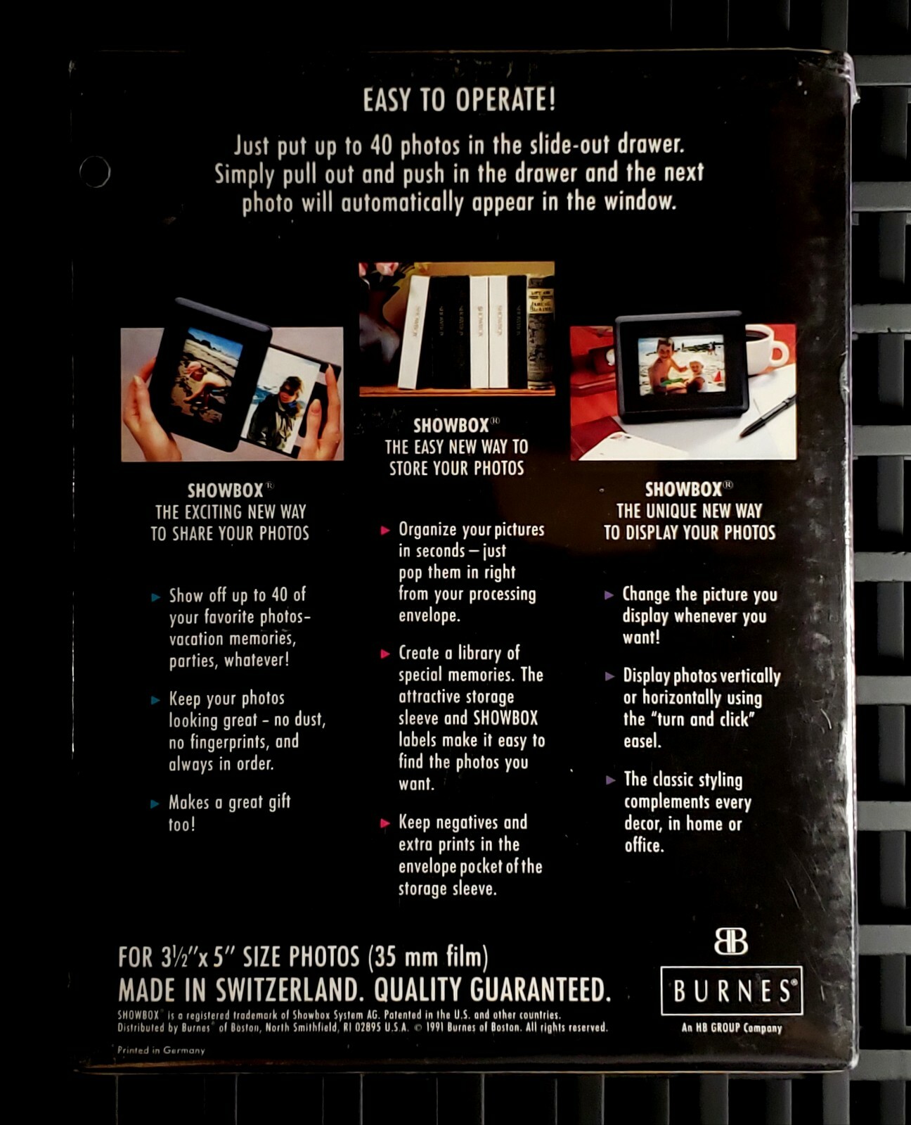 Burnes SHOWBOX Photo Viewer 40 3.5"x5" Photo Push/Pull *Made-in ...