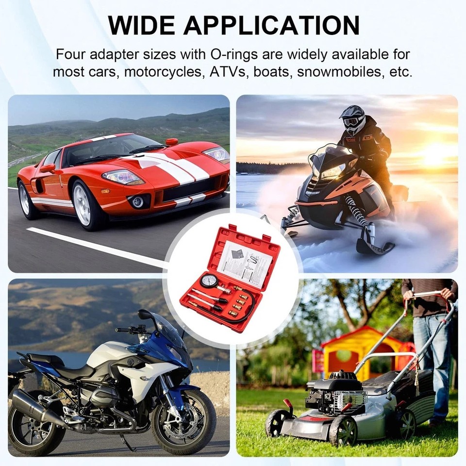 8pcs Compression Tester Kit 0-300PSI for Car Motorcycle Chainsaw | eBay