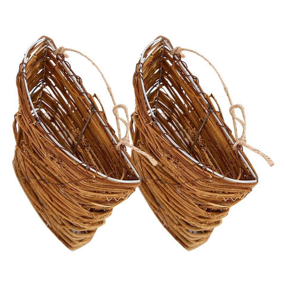 2pcs Rustic Rattan Hanging Planter Basket For Outdoor Indoor Woven Wall ...