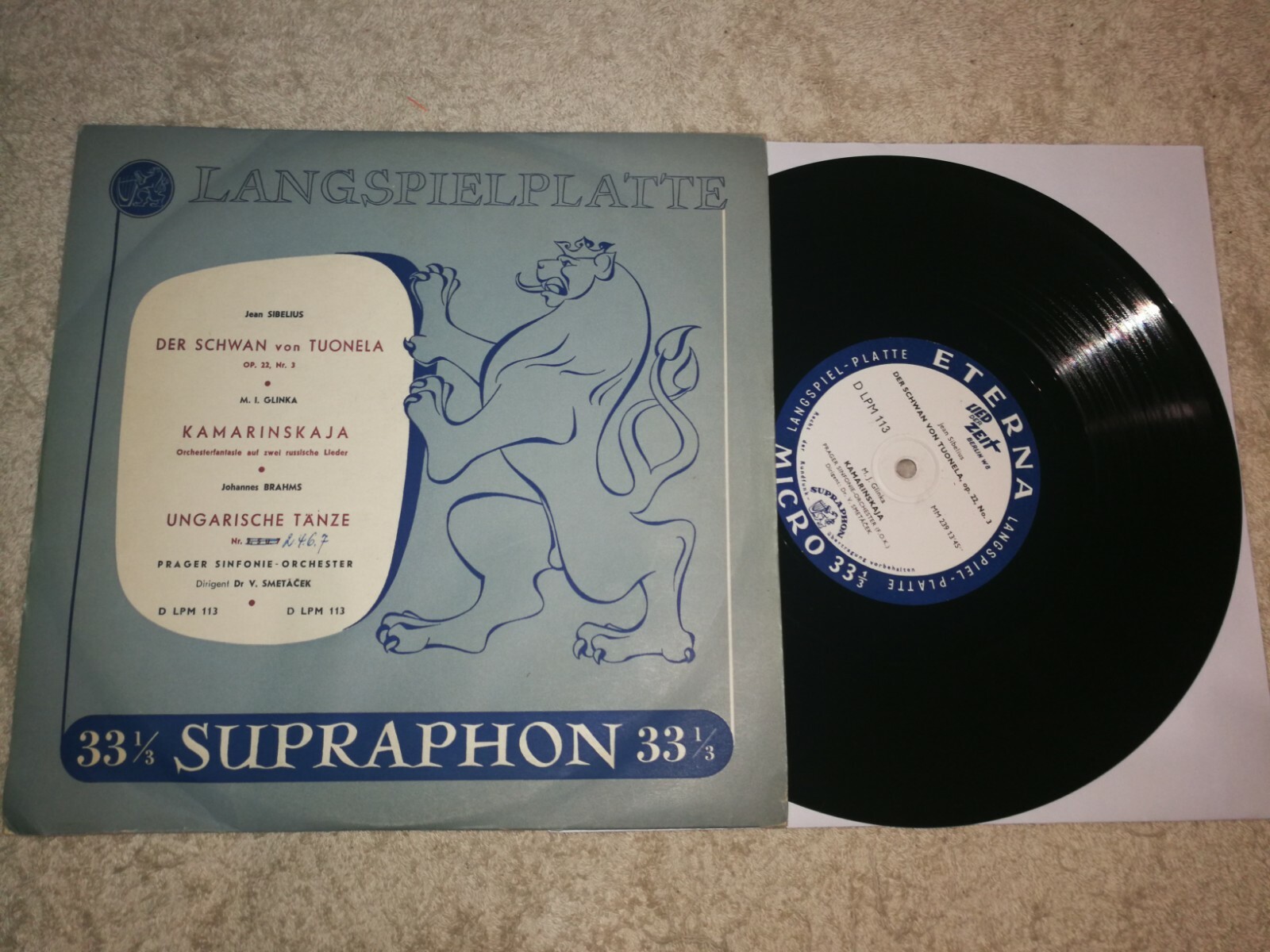 Sibelius - Der Schwan von Tuonela Vinyl 10" LP Supraphon Eterna rares ...