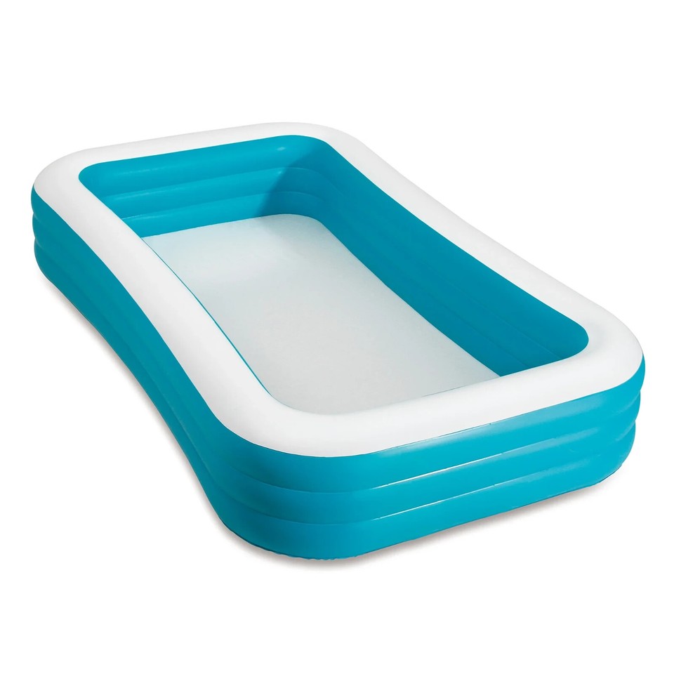 PLAY DAY 10 FOOT RECTANGULAR INFLATABLE FAMILY POOL, BLUE *DISTRESSED ...
