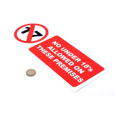 No Under 18's Allowed On These Premises 300mm x 100mm Vinyl Sticker | eBay
