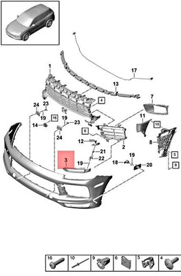 Genuine PORSCHE Cayenne 9YA Grille Right Matt black 9Y0807676OK1 | eBay