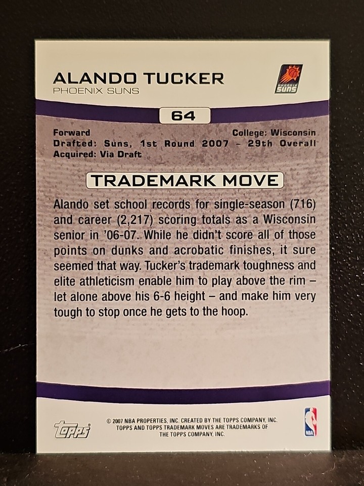 2007-08 Topps Trademark Moves #64 Alando Tucker RC SUNS / 1999 | eBay