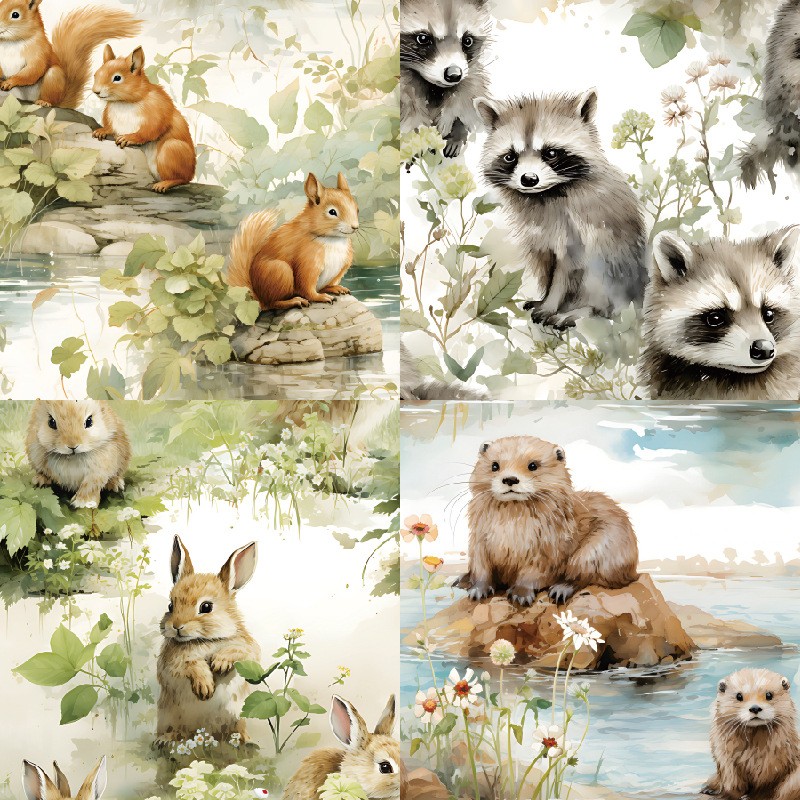 24Pcs 6'' Rabbit Otter Duck Paper Pad Scrapbooking Journal Album Card ...