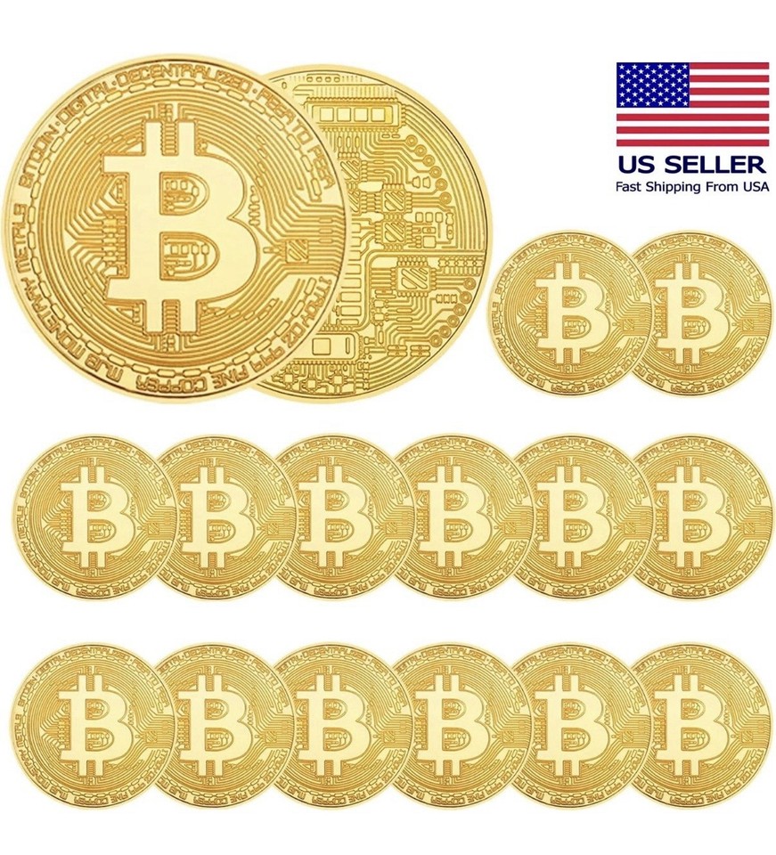 25Pc Physical Bitcoin Commemorative Coin Gold Plated Collectible ...