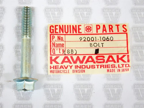 Kawasaki NOS NEW 92001-1060 Hex Head Bolt 8x53 KX KZ KDX KX250 KX125 ...