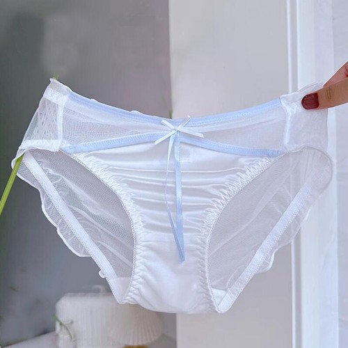 Japanese Cute Girls Mesh Panties Briefs Sheer Sexy Knickers Faux Satin ...