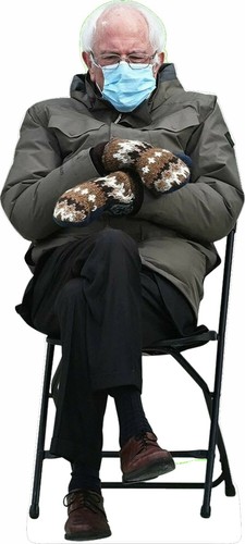 Bernie Sanders w/mask sits in chair-59"Tall Life Size Cardboard Cutout ...