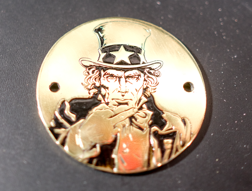 USA Patriot Uncle Sam Flying Bird Brass Timing Point Cover Shovelhead ...