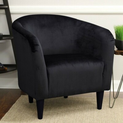 Black Microfiber Accent Barrel Chair Home Living Room Dorm Seating ...