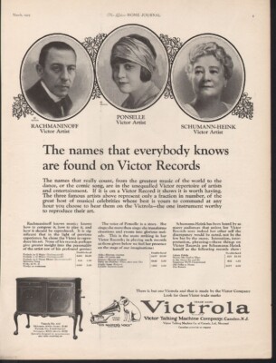 1925 VICTOR VICTROLA MUSIC RECORD DANCE PONSELLE HEINK SONG NO 410 ...