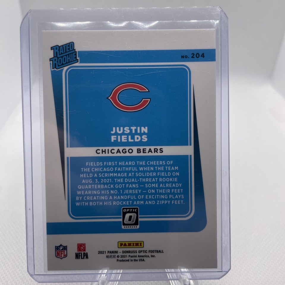2021 Panini Donruss Optic Justin Fields Rated Rookie Base Card #204 ...