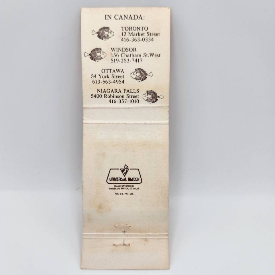 Vintage Matchbook The Old Fish Market The Falls Fish Restaurant Oyster ...