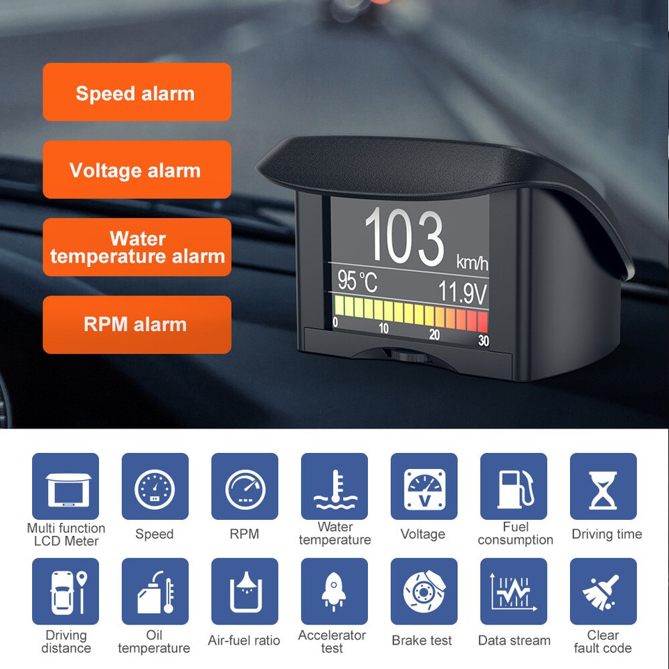 ANCEL A202 Car Computer Display Speed Fuel Consumption Temperature ...