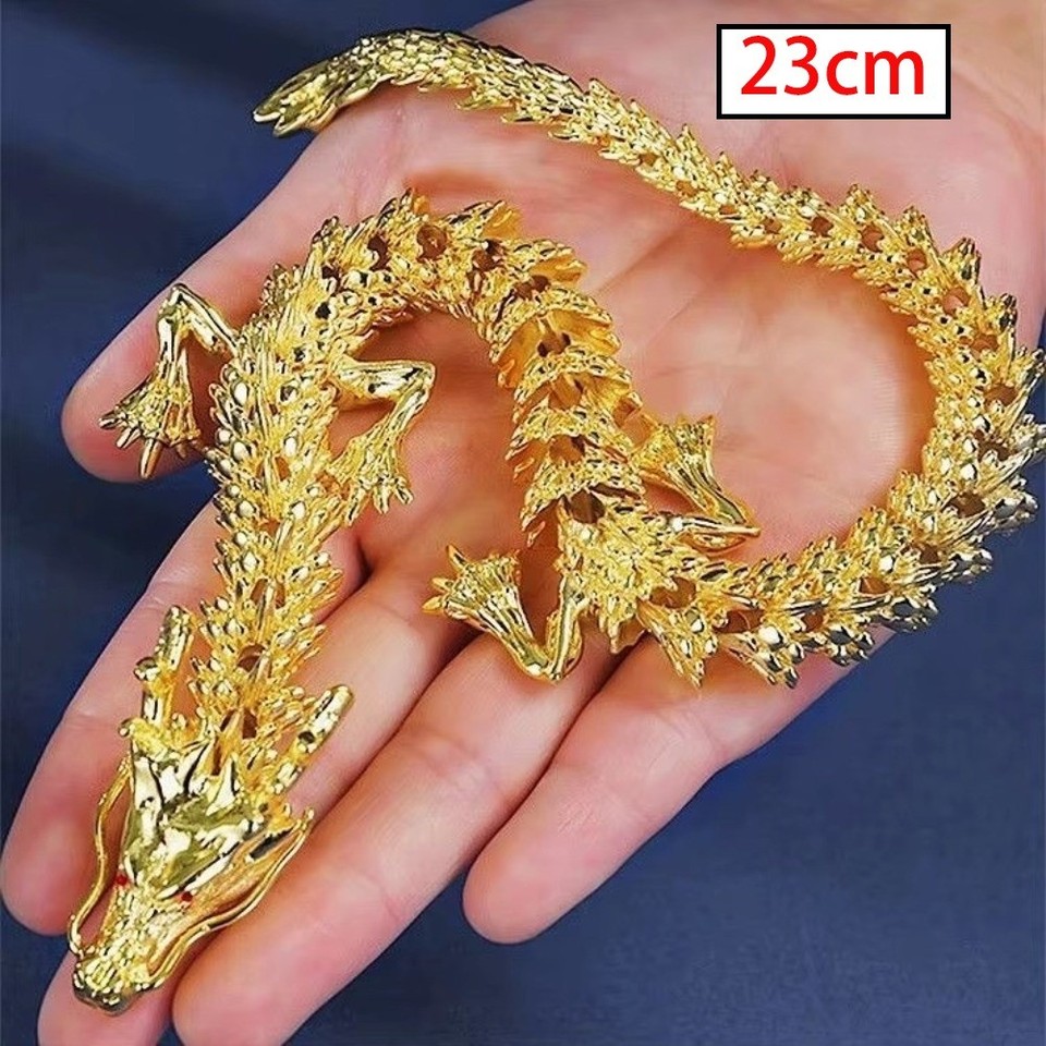 with Movable Limb 3D Alloy Golden Dragon Statue Majestic Chinese Dragon ...