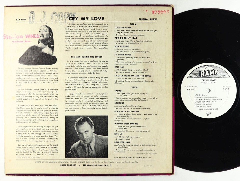Serena Shaw - Cry My Love LP - Rama - RLP 5001 Mono VG+ PROMO | eBay