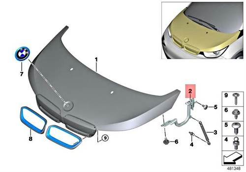 Genuine BMW I I3 I3s I01 i3 120Ah Rex 60Ah Left Engine Hood Hinge ...