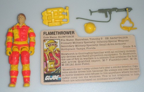 1984 Vintage GI Joe ARAH Blowtorch v1 3.75 Figure Accessories File Card ...